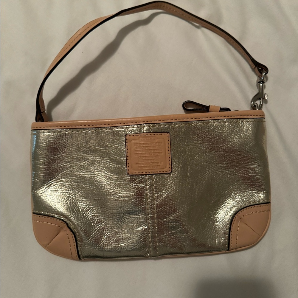 Coach Metallic Silver And Tan Women's Bag - Gem